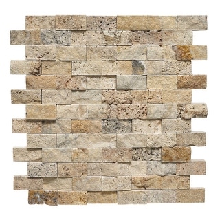 Rustic Desert Travertine 1" x 2" Split Face Mosaic - Bed Bath & Beyond - 37261225